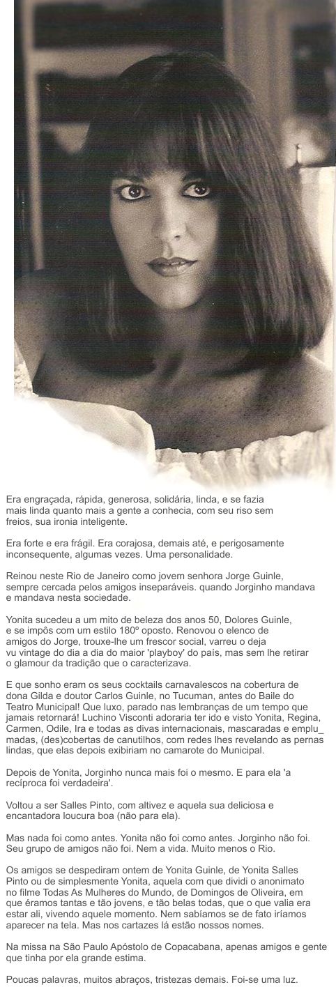 Despedindo de Yonita, uma luz entre Todas As Mulheres Do Mundo ...